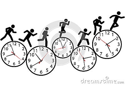 Symbol People Run A Race In Time On Clocks Vector Illustration ...