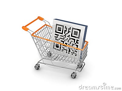 Symbol Of QR Code In A Shopping Trolley. Stock Photography ...