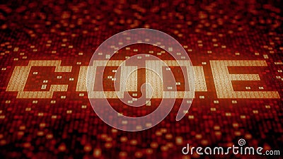 CODE Word Being Made with Flashing Hexadecimal Symbols on a Red ...