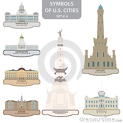Symbols Of US Cities Vector Illustration | CartoonDealer.com #29997384