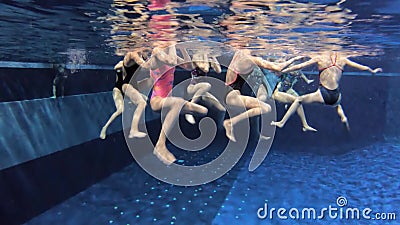 Synchronized Swimming Junior Team Underwater Training in the Swimming ...