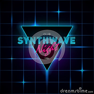 Synthwave Retrowave Triangle With Blue And Pink Glowing On Dark ...