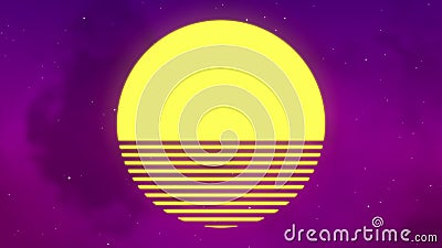 Synthwave Yellow Sun Background in a Seamless Loop Stock Footage ...