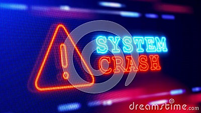 SYSTEM CRASH Warning Alert Screen Loop Blinking Glitch Animation. Stock ...