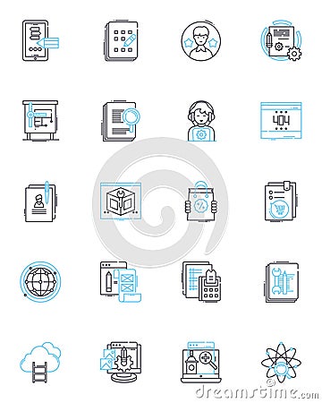 System Engineering Linear Icons Set. Integration, Analysis, Design, Development, Optimization ...