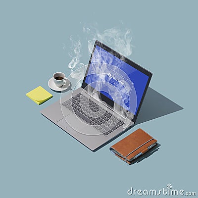 System Failure And Overheating Computer On A Desktop Royalty-Free Stock ...