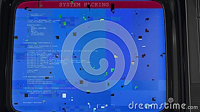 System Hacking Digits Moving on Screen, Concept of Digital 3D ...