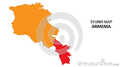 Syunik State And Regions Map Highlighted On Armenia Map Royalty-Free ...