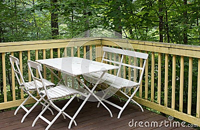 Table With Chairs On The Veranda In The Forest House Royalty-Free Stock ...