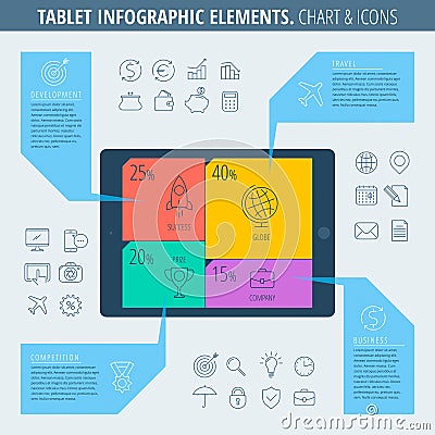 Tablet Chart Infographic And Icons Vector Illustration | CartoonDealer ...