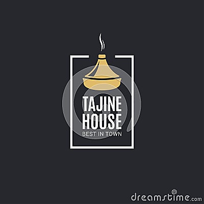 Tajine House Or Tagine Logo On Black Background Cartoon Vector ...