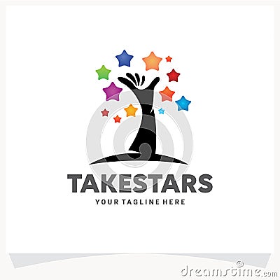 Take Stars Logo Design Template Cartoon Vector | CartoonDealer.com ...