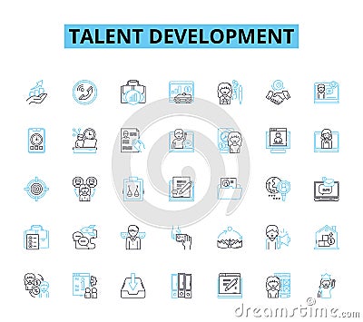 Talent Development Linear Icons Set. Growth, Learn, Progression ...
