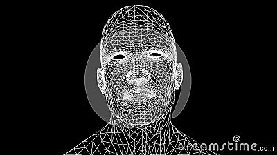 Talking Mesh Head. Speaking Head with Grid Texture. Animated Speaking ...