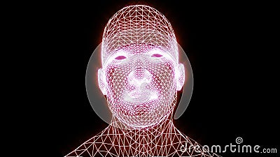 Talking Mesh Head. Speaking Head with Grid Texture. Animated Speaking ...