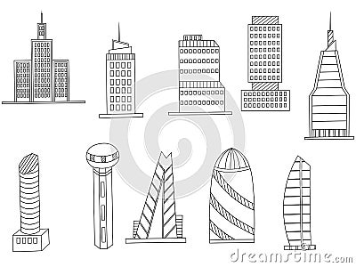 Tall Buildings Coloring Book Vector Stock Vector - Image: 71926341