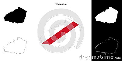 Tameside Outline Map Vector Illustration | CartoonDealer.com #323770746