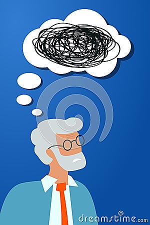 Tangle Thoughtful Bearded Elder Man With Tangled Line Speech Bubble On ...