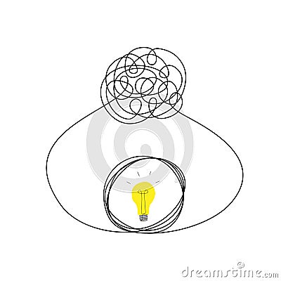 Tangled And Untangled Thread With Lamp Vector Illustration ...