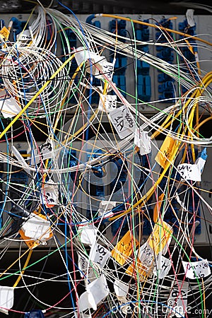 Tangled Wires In Electrical Cabinet. Electric And Mains Wires Are ...