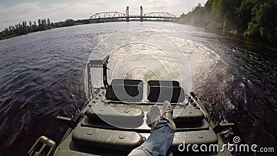 Tank driving in river stock footage. Video of outdoors - 120793494