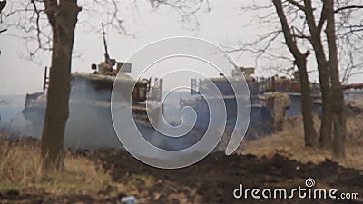 Tank Exercises at the Training Ground. Shots of Tanks in Motion. Stock ...