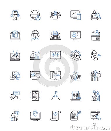 Task Force Line Icons Collection. Strategy, Coordination, Collaboration ...