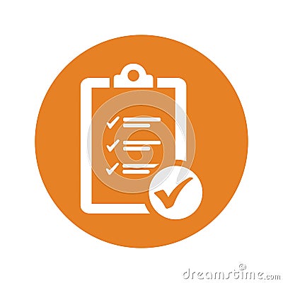 Tasks Check, Orange Checklist Icon Vector Illustration | CartoonDealer ...