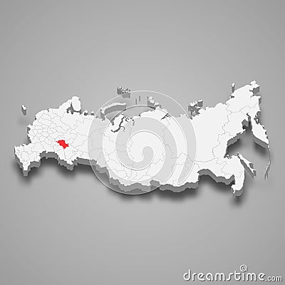 Tatarstan Region Location Within Russia 3d Map Vector Illustration ...