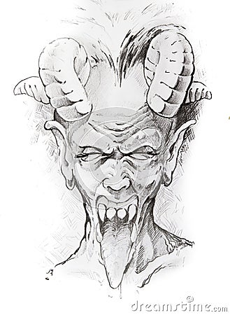 Tattoo Sketch Of Devil Head Stock Photo - Image: 27638910