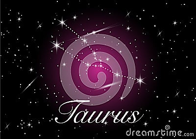 Taurus Zodiac Constellations Sign On Beautiful Starry Sky With Galaxy ...