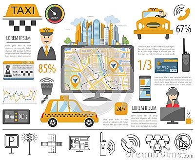 Taxi Infographic Template. Flat Design Stock Vector - Image: 72653331