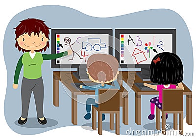 Teaching Computers Cartoon Vector | CartoonDealer.com #44455787