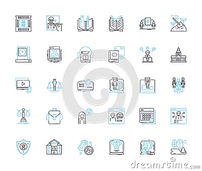 Teaching Elements Linear Icons Set. Curriculum, Pedagogy, Classroom ...