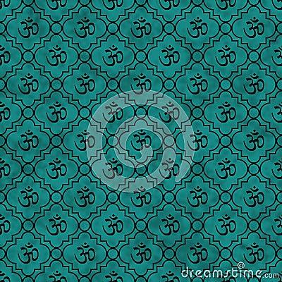 Teal And Black Aum Hindu Symbol Tile Pattern Repeat Background Stock ...