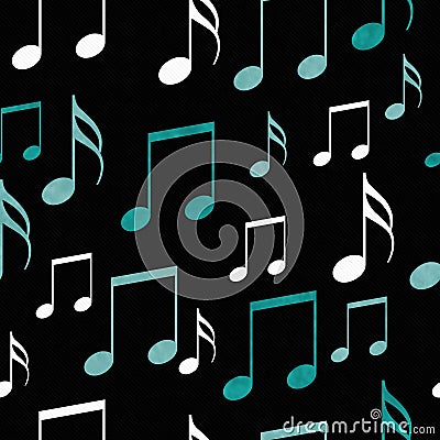 Teal, Black And White Music Notes Tile Pattern Repeat Background Stock ...