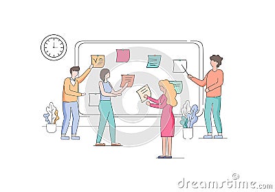 Team Of Developers Planning Weekly Schedule Tasks. Cartoon Vector ...