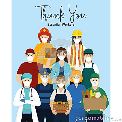 Team Essential Workers Cartoon Vector | CartoonDealer.com #200435113