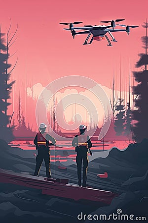 A Team Of First Responders Surveying A Natural Disaster Site With A ...