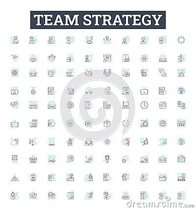 Team Strategy Vector Line Icons Set. Collaboration, Planning, Alignment ...