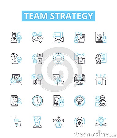Team Strategy Vector Line Icons Set. Collaboration, Planning, Alignment ...