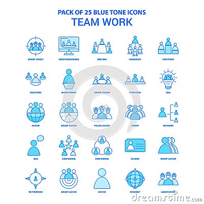 Team Work Blue Tone Icon Pack - 25 Icon Sets Vector Illustration ...