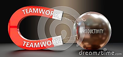 Teamwork Attracts Productivity. A Metaphor Showing Teamwork As A Big ...