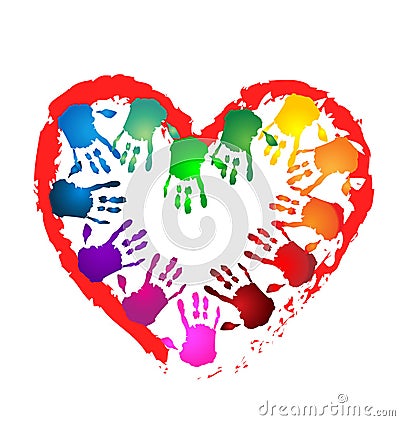 Teamwork Hands Heart Shape Logo Cartoon Vector | CartoonDealer.com ...