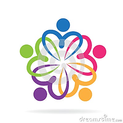 Teamwork love heart people stock vector. Illustration of happy - 83725611