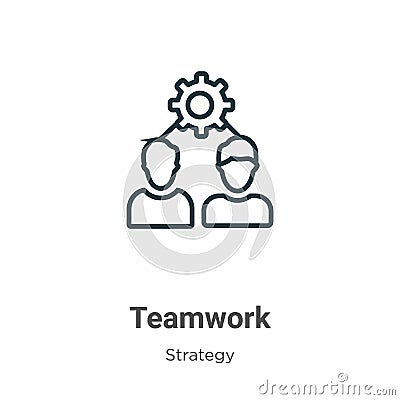 Teamwork Outline Vector Icon. Thin Line Black Teamwork Icon, Flat ...