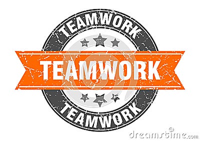 Teamwork Round Stamp With Ribbon. Label Sign Vector Illustration ...