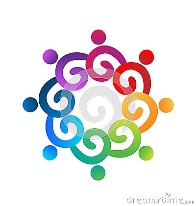 Teamwork Swirly Multi-colored People Vector | CartoonDealer.com #119649524