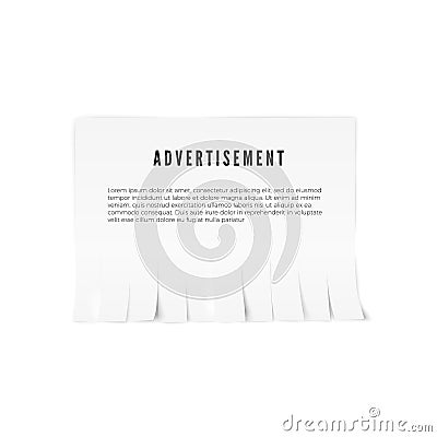 Tear-off Paper Template With Advertisement Text. Vector Illustration ...