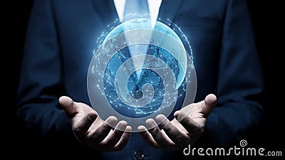 Tech Earth Globalization in 3d Animation. Global Business Dots on ...